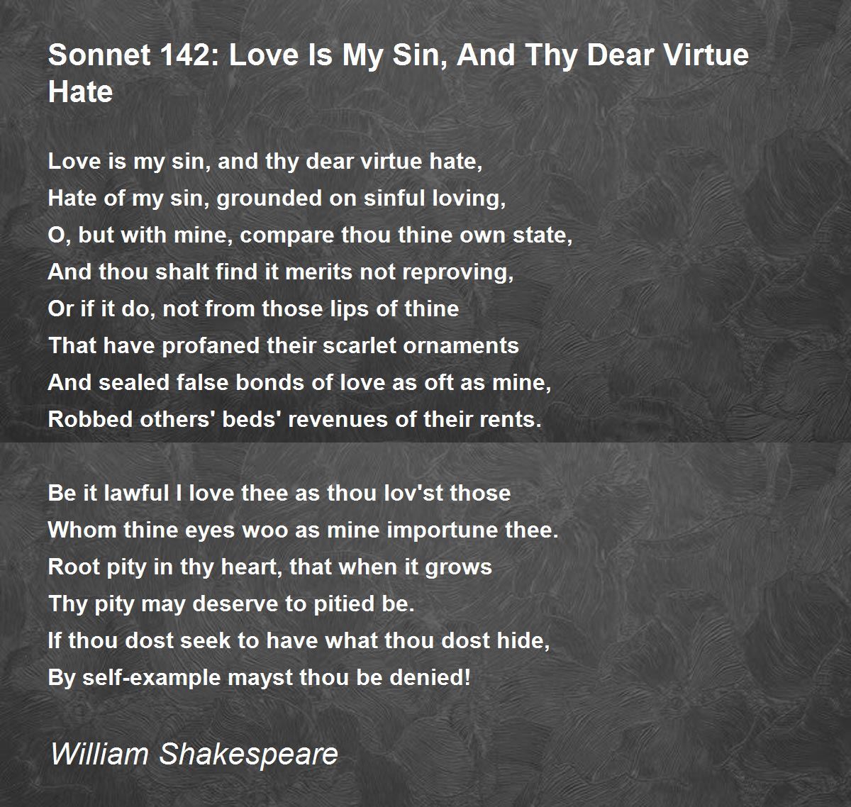 “Sonnet 142” By William Shakespeare Review – The Book Corner Chronicles