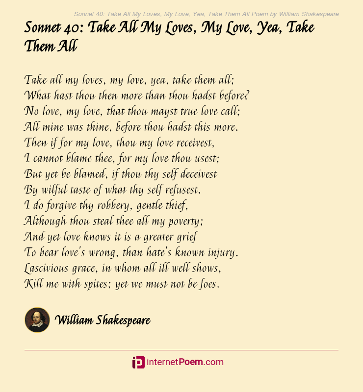 “Sonnet 40” By William Shakespeare Review – The Book Corner Chronicles