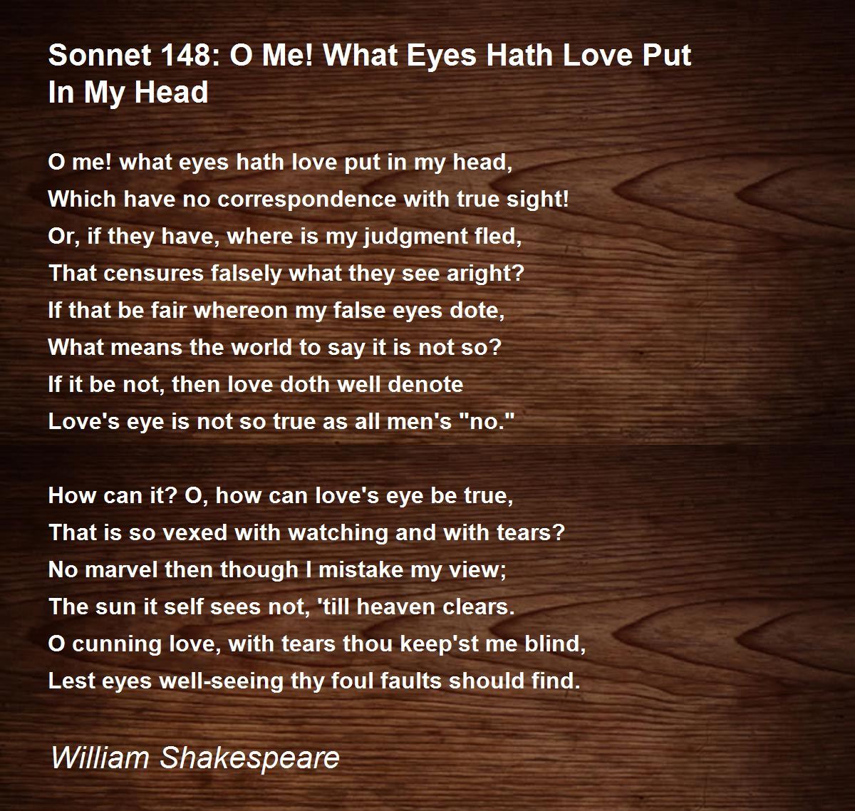 Sonnet 148 By William Shakespeare Review The Book Corner Chronicles