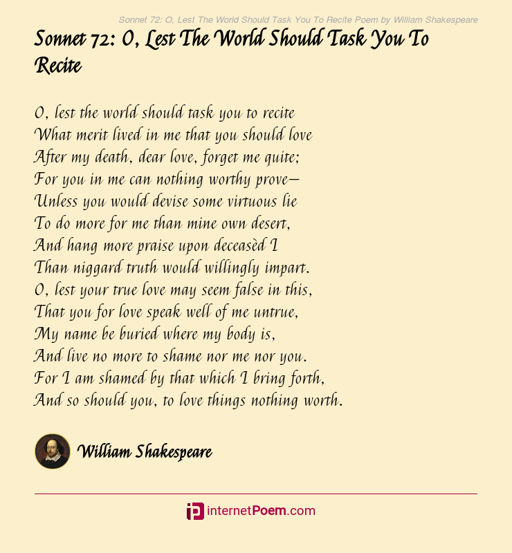 “Sonnet 72” By William Shakespeare Review – The Book Corner Chronicles